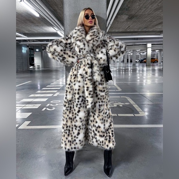 Jackets & Coats | Luxury Faux Fur Coat Maxi Leopard Print Fashionable ...